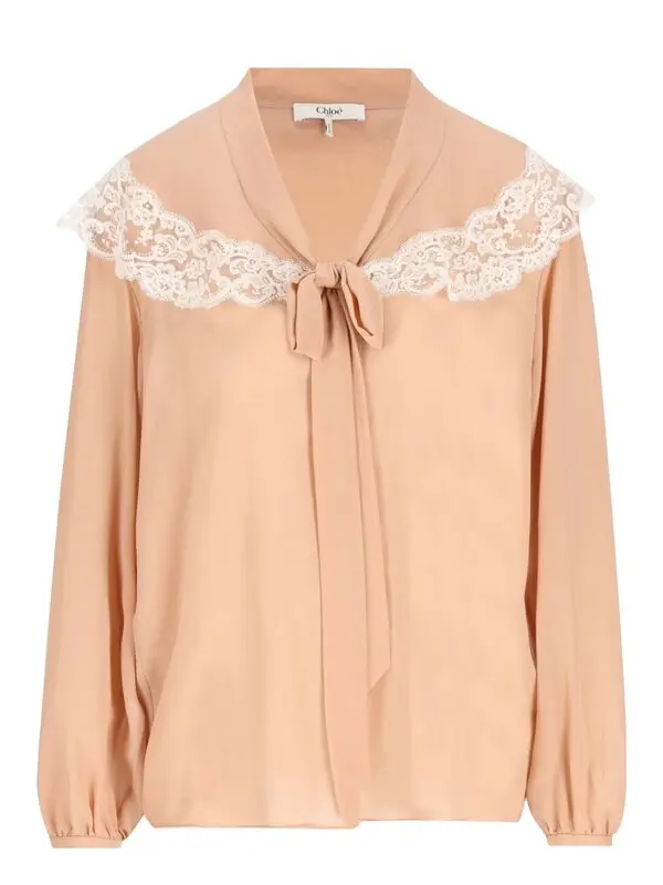 Chloé Silk Lace Detail Blouse - Multicolor