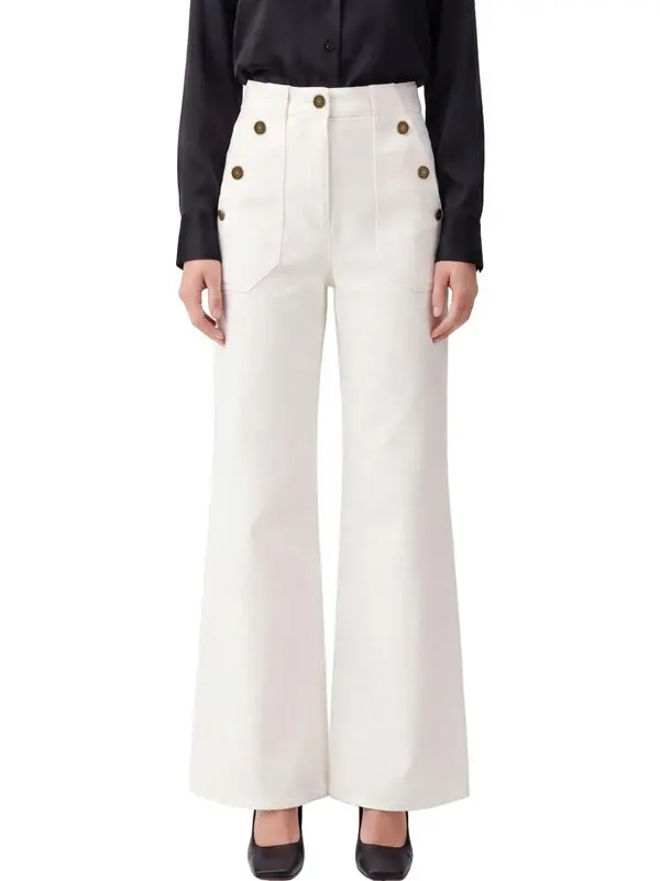Max Mara High-waisted Cotton Flare Trousers - White