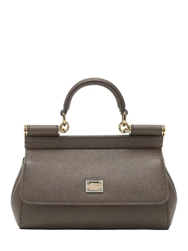 Dolce & Gabbana Small Sicily Handbag In Mud - Brown