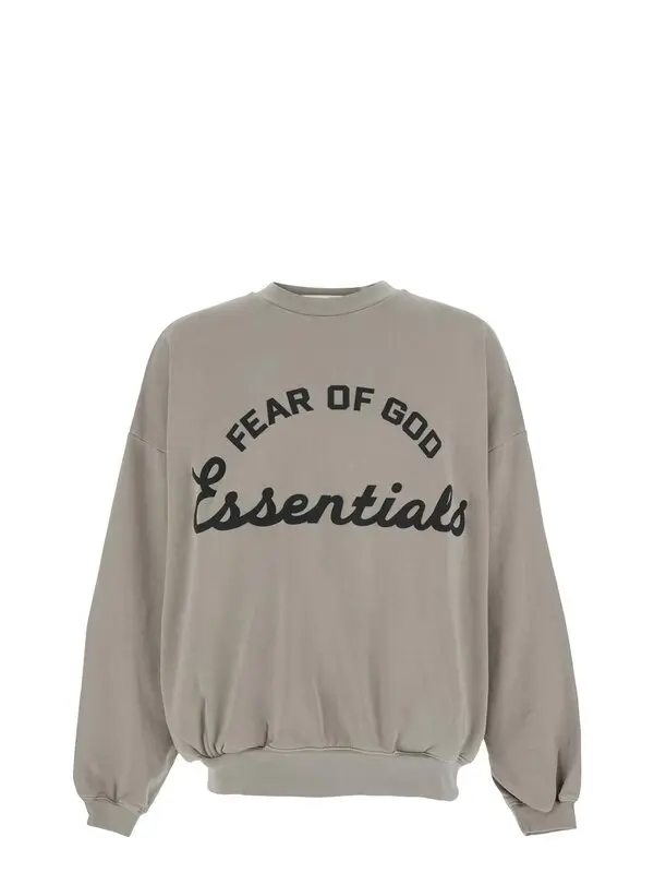 Fear Of God Gray Crewneck Sweatshirt With Dropped Shoulders And Maxi Logo Print On The Front In Cotton For - Multicolor