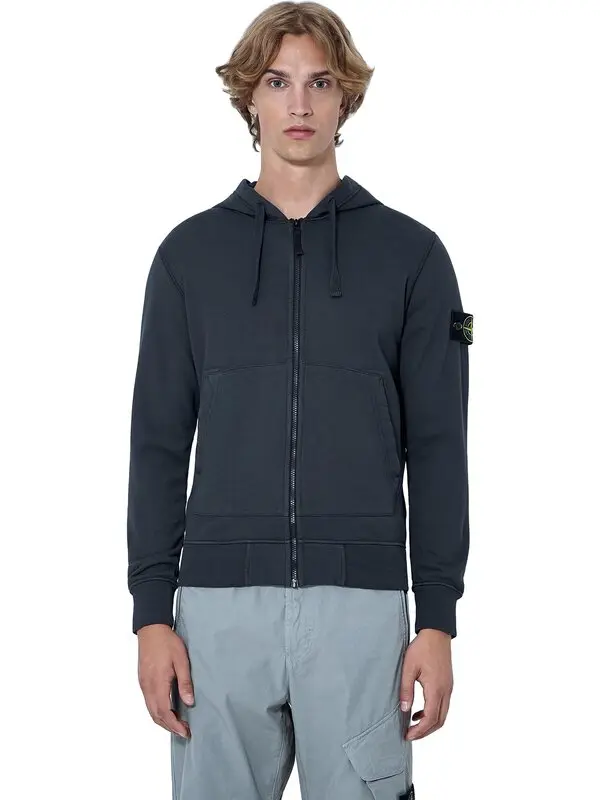 Stone Island Hooded Zip-up Sweatshirt - Gray