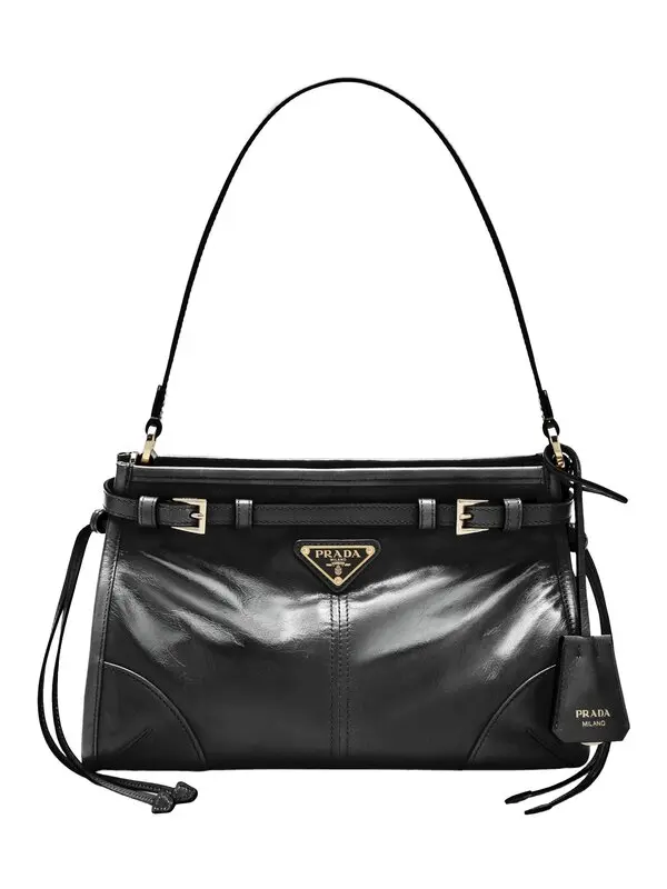Prada Small Bonnie Top-handle Bag In Calf Leather - Black