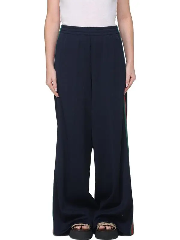 Gucci High-waisted Wide-leg Cotton Jersey Jogging Trousers - Blue