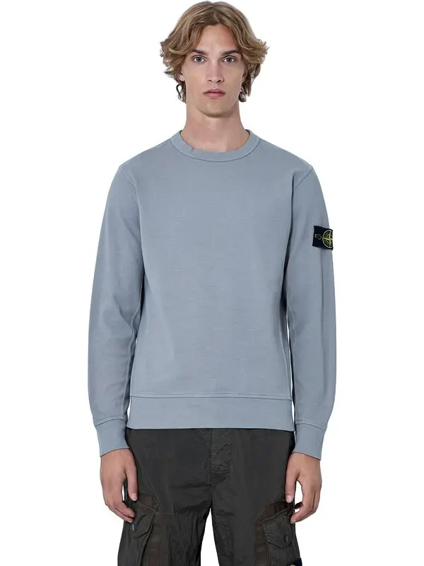 Stone Island Crewneck Sweatshirt With Sleeve Logo Patch - Gray
