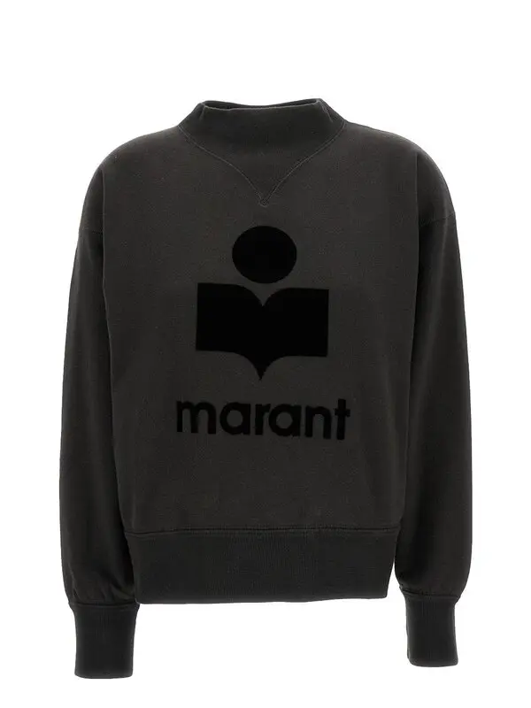 Isabel Marant Étoile Black High Neck Sweatshirt With Maxi Logo On The Front In Cotton Blend For - Multicolor