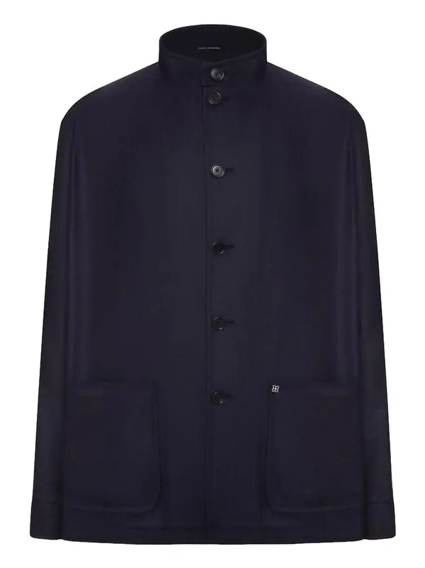 Tagliatore Wool Blouson With Mandarin Collar - Blue