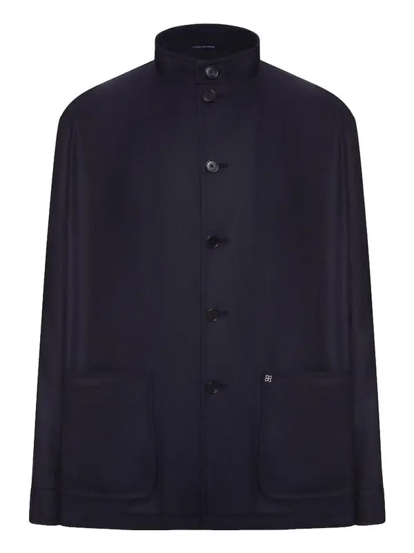 Tagliatore Wool Blouson With Mandarin Collar - Blue
