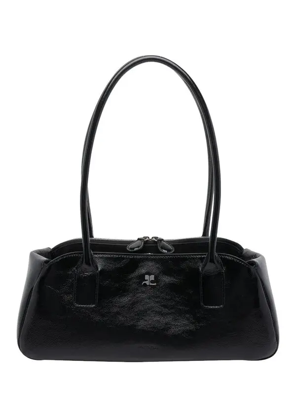 COURREGES Strip Naplack Shoulder Bag - Black