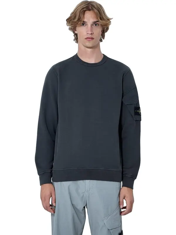 Stone Island Crewneck Sweatshirt With Sleeve Pocket - Gray