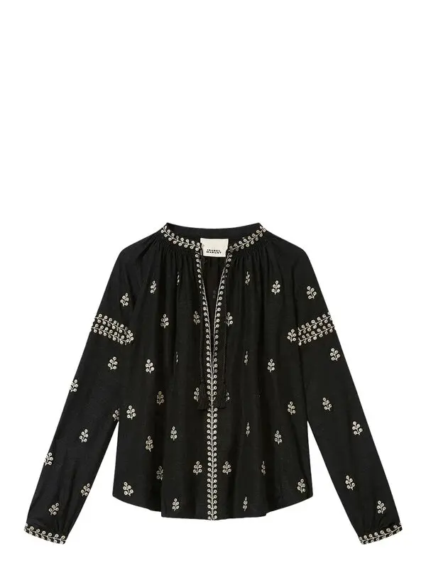 Isabel Marant Étoile Rodis Embroidered Tussar Silk Blouse - Black