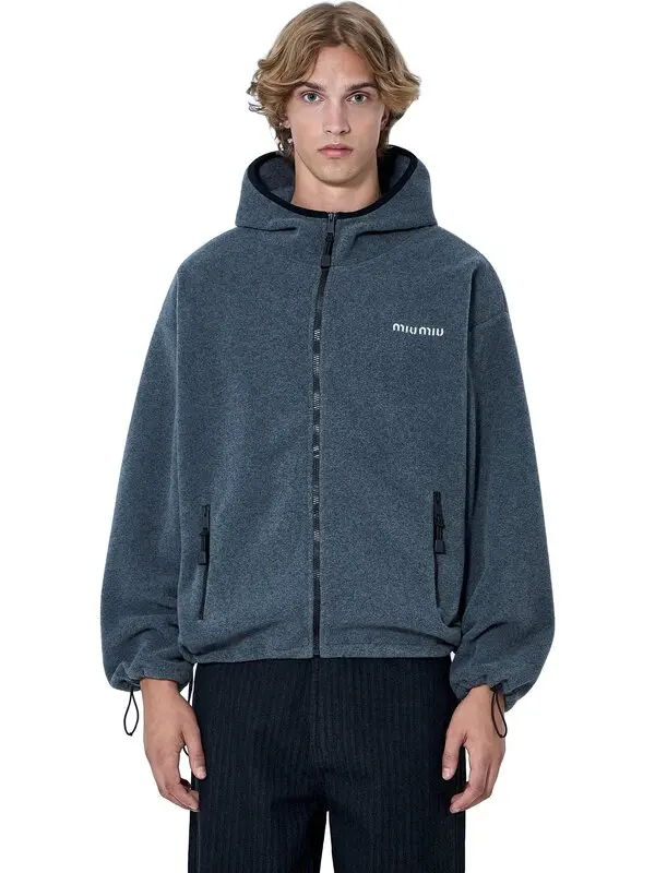 Miu Miu Hooded Zip Sweatshirt - Gray