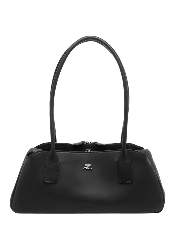 COURREGES Strip Naplack Shoulder Bag - Black