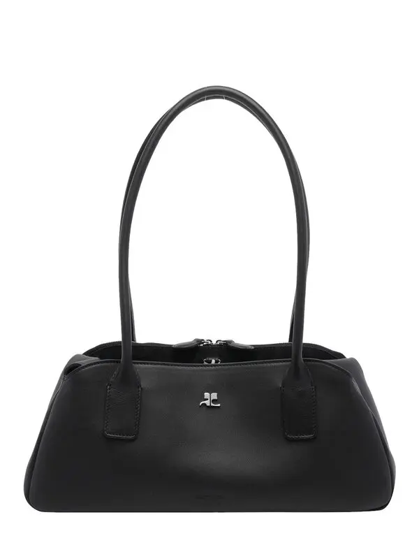 COURREGES Strip Naplack Shoulder Bag - Black