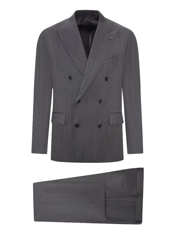 Tagliatore Double-breasted Naples Suit In Virgin Wool - Gray