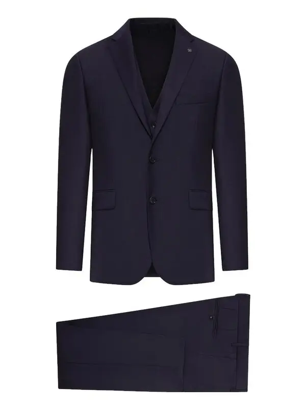 Tagliatore Bruce Tailored Wool Suit With Vest - Blue