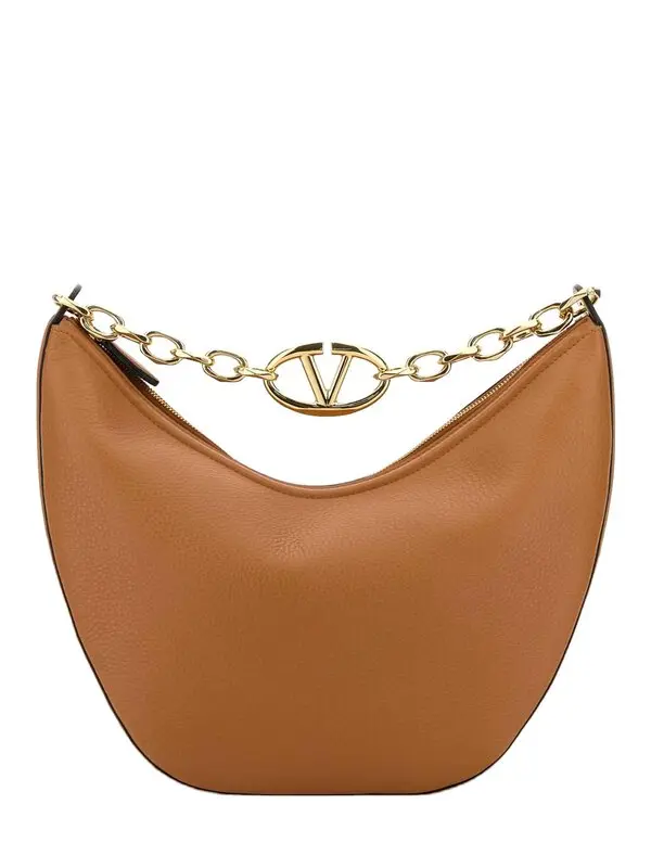 Valentino Garavani Camel Leather Medium Hobo Vlogo Moon Handbag - Brown