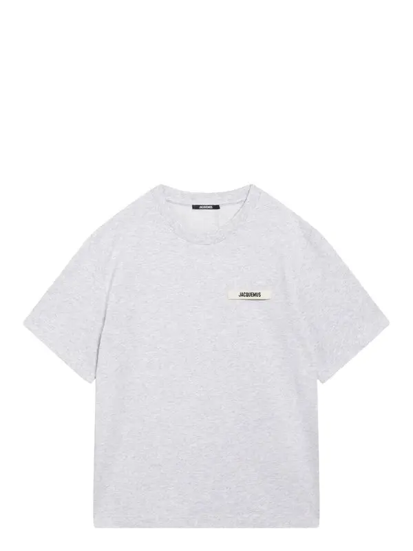 Jacquemus Grey T-shirt With Grosgrain Logo - Gray