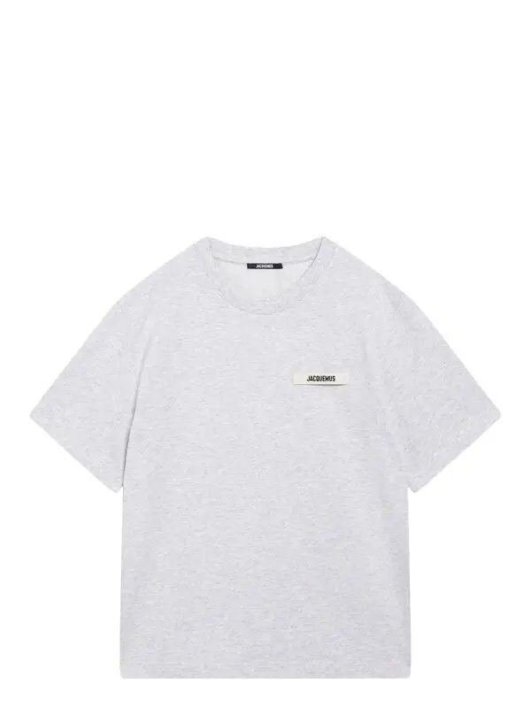 Jacquemus Grey T-shirt With Grosgrain Logo - Gray