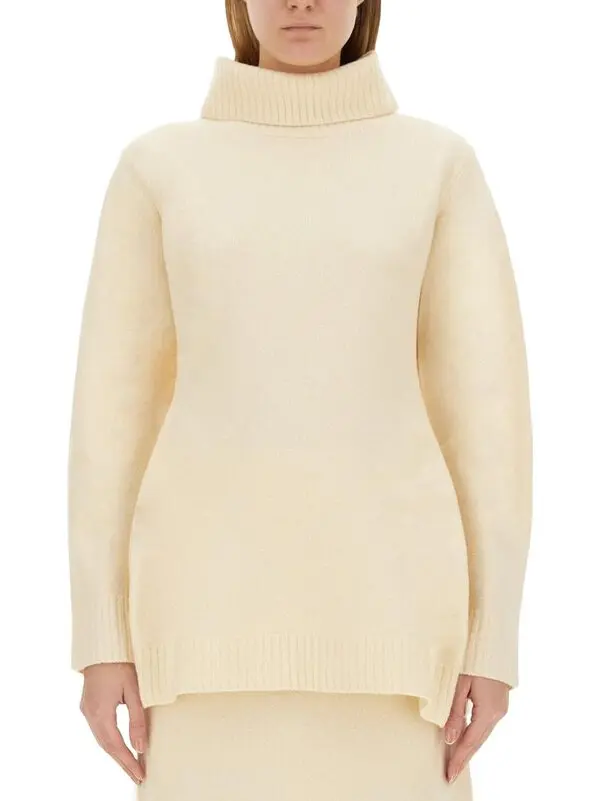 JIL SANDER Wool Turtleneck Shirt - Cream