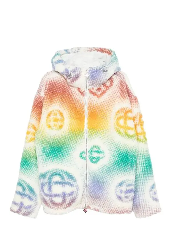 Casablanca Monogram Pattern Hooded Zip Jacket - White