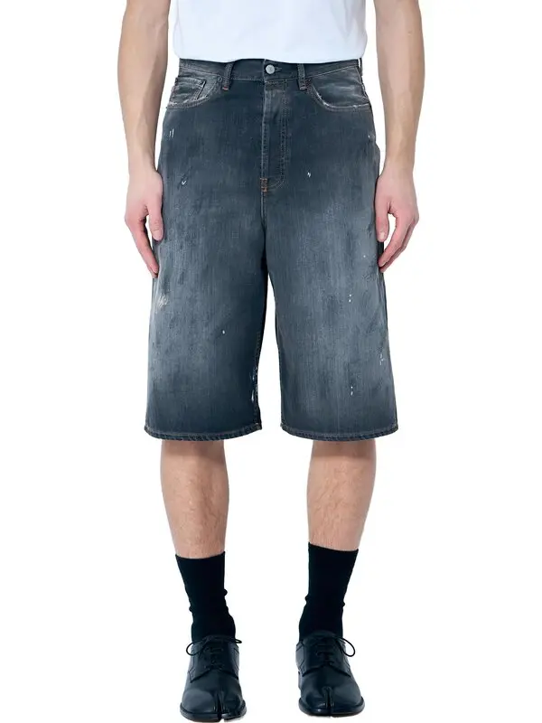 Acne Studios Distressed Denim Shorts - Black