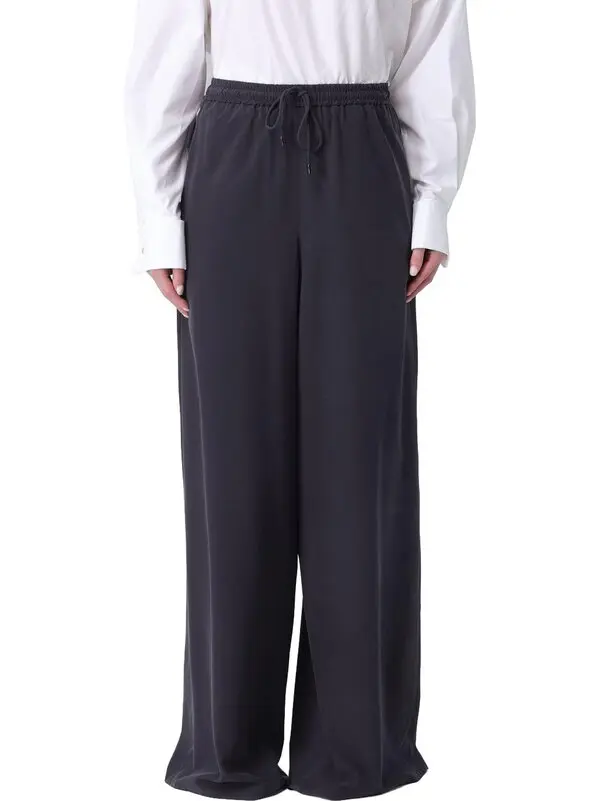 Max Mara Silk Wide-leg Trousers With Drawstring - Multicolor