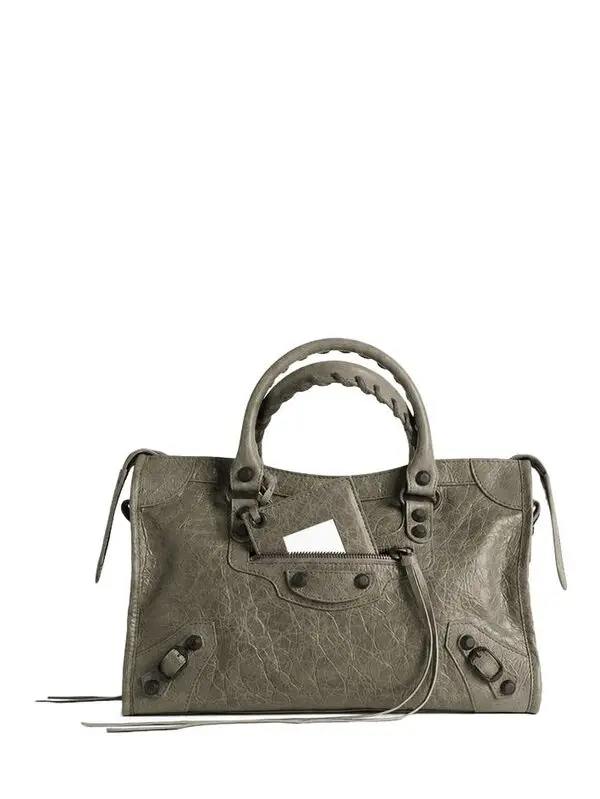 Balenciaga Le City Small Bag In Arena Lambskin With Brass Finishing - Green