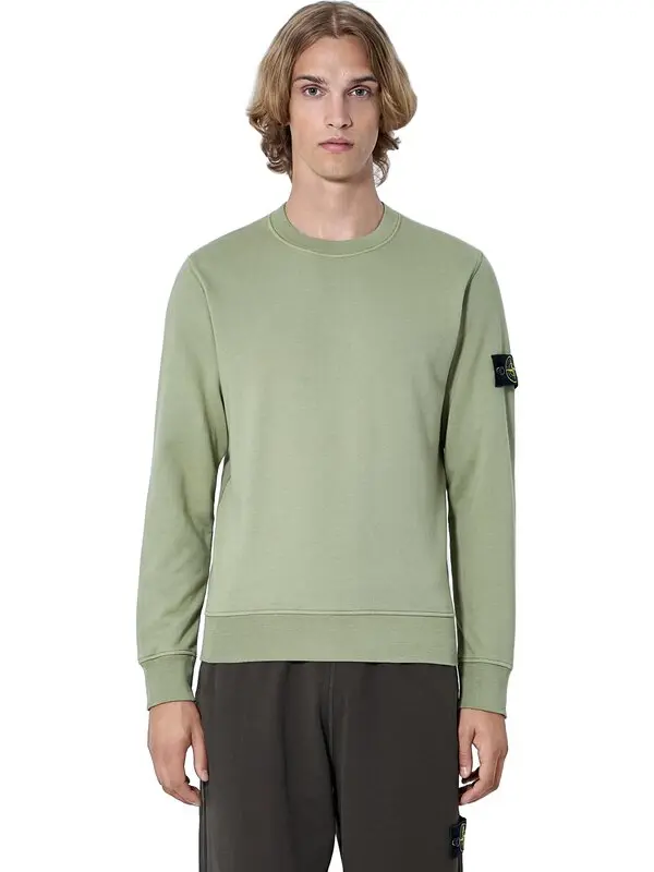 Stone Island Crewneck Sweatshirt With Arm Patch - Green