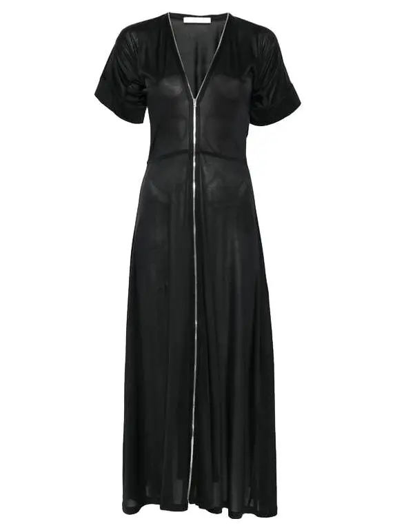 LEMAIRE V-neck Short Sleeves Dress - Black