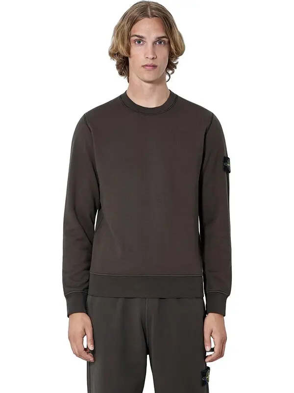 Stone Island Crewneck Sweatshirt With Sleeve Patch - Green