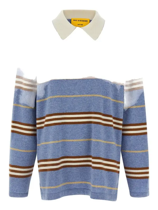 Guest In Residence Striped Polo - Blue