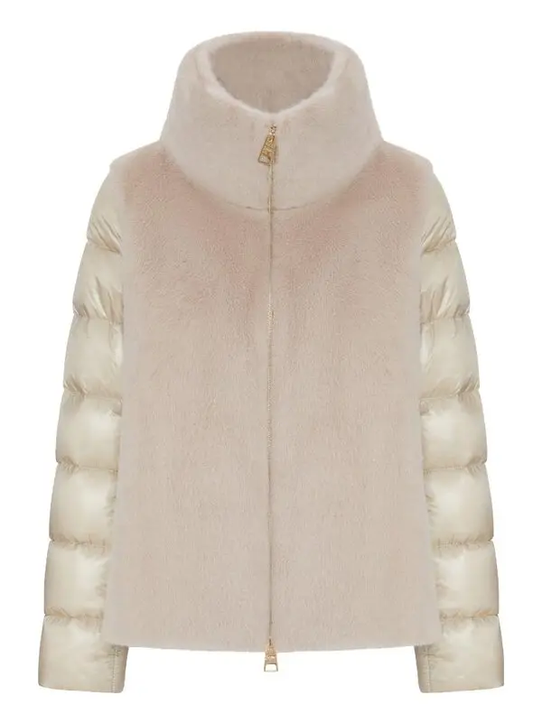 Herno Puffer Jacket With Faux Fur Panel - Multicolor