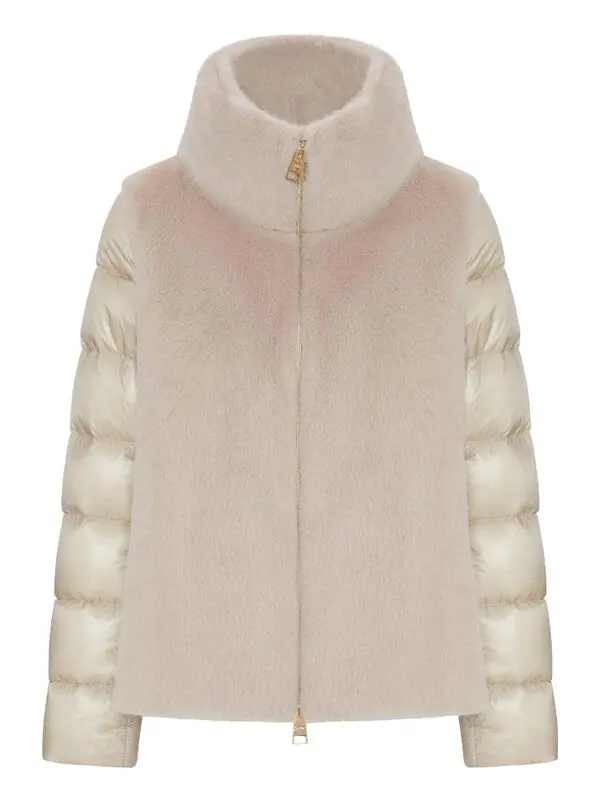 Herno Puffer Jacket With Faux Fur Panel - Multicolor