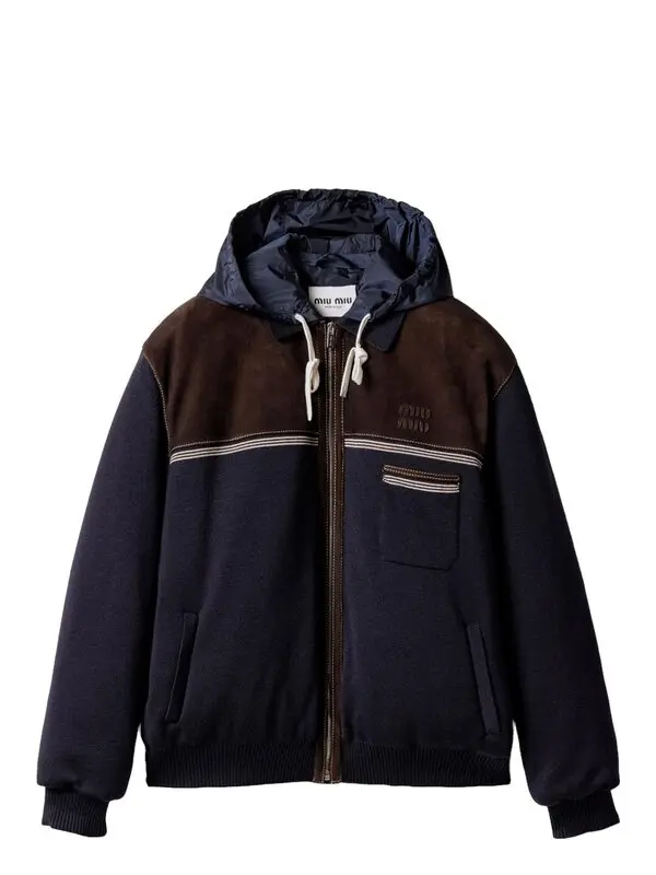 Miu Miu Virgin Wool Hooded Jacket - Blue