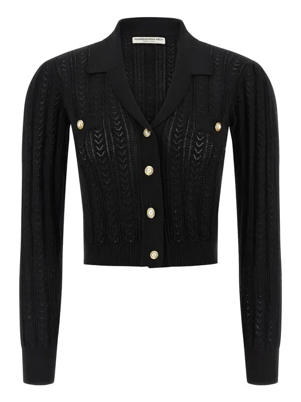 Alessandra Rich Cashmere Blend Knit Cardigan - Black