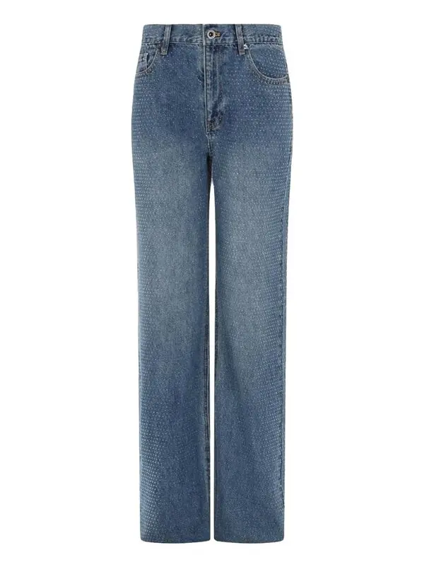 SELF-PORTRAIT Jeans With Rhinestones - Blue