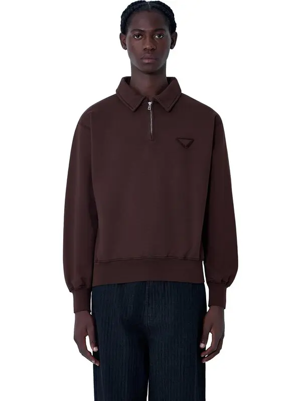 Prada Cotton Jersey Logo Motif Sweatshirt - Brown