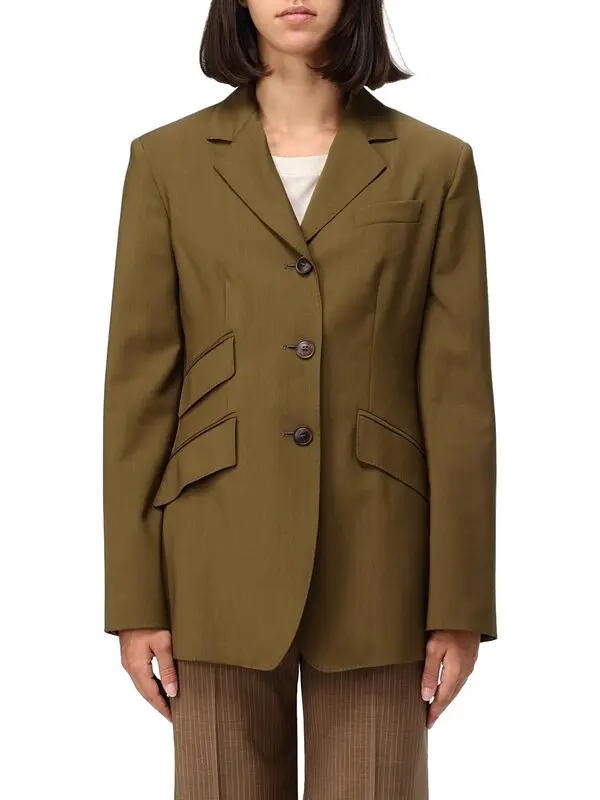 Max Mara Virgin Wool Single-breasted Cropped Blazer - Brown