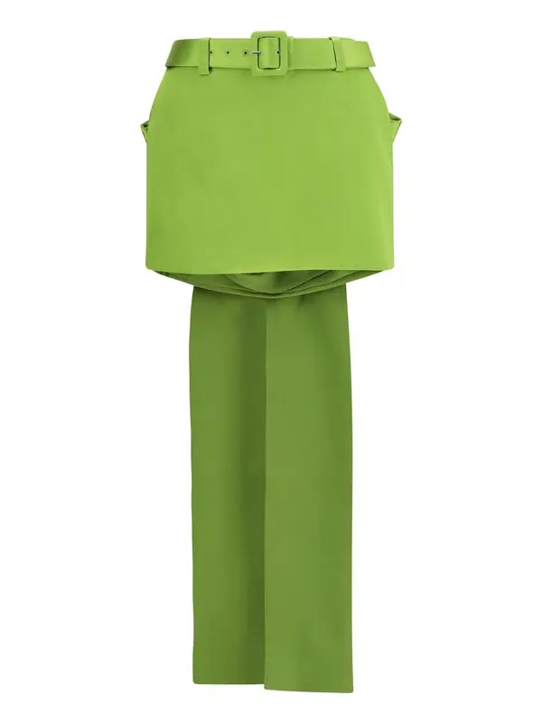 SELF-PORTRAIT Satin Bow Mini Skirt - Green