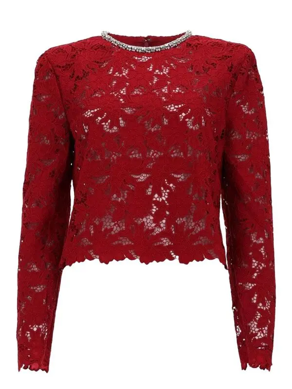 SELF-PORTRAIT Crystal-embellished Lace Top - Multicolor