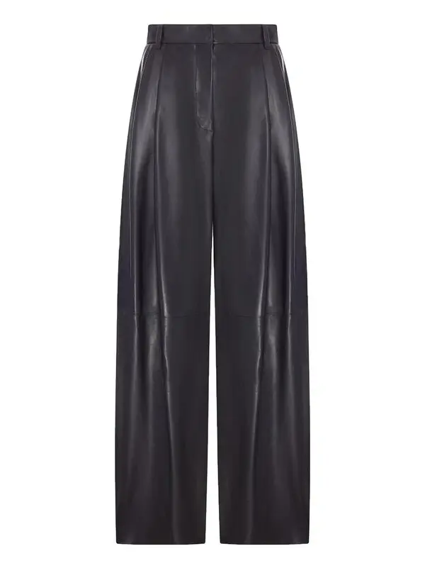 Giorgio Armani Wide Nappa Trousers With Pleats - Multicolor