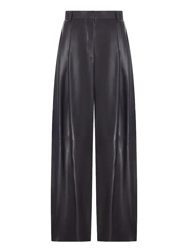 Giorgio Armani Wide Nappa Trousers With Pleats - Multicolor