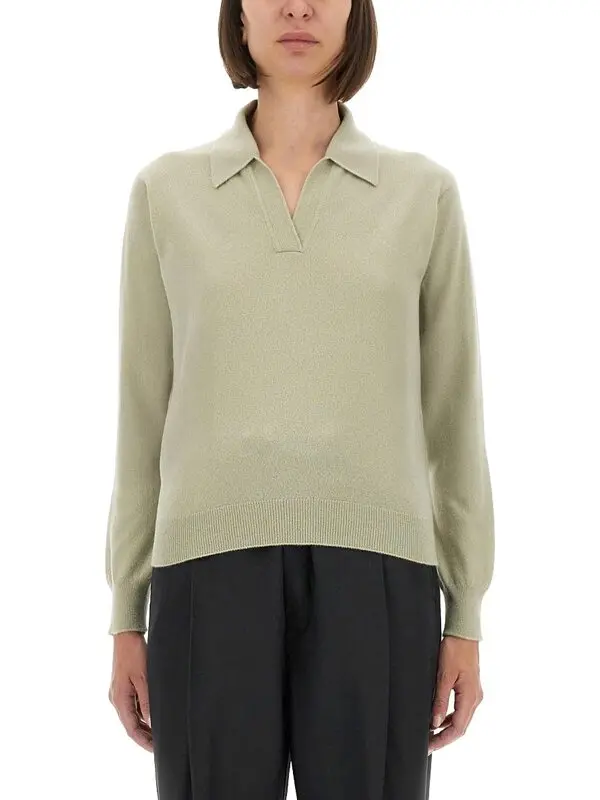 MAISON MARGIELA Virgin Wool Polo Shirt - Green