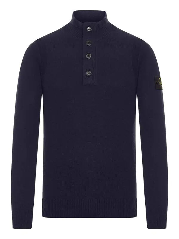 Stone Island Regular Fit Wool Blend Zip-up Sweater - Blue