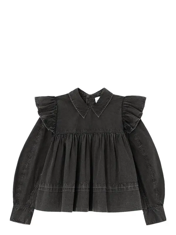 GANNI Blouse With Collar - Black