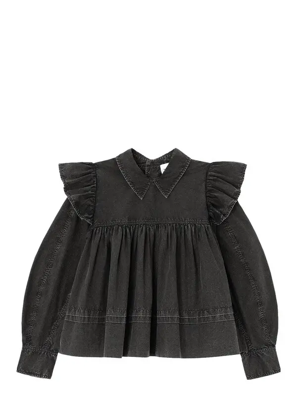 GANNI Blouse With Collar - Black