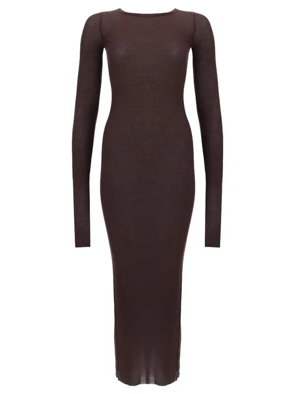 Rick Owens Long-sleeved Midi Dress - Brown