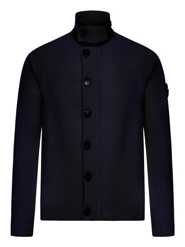 Stone Island Regular Fit Sweater With Zip And Button Fastening - Blue