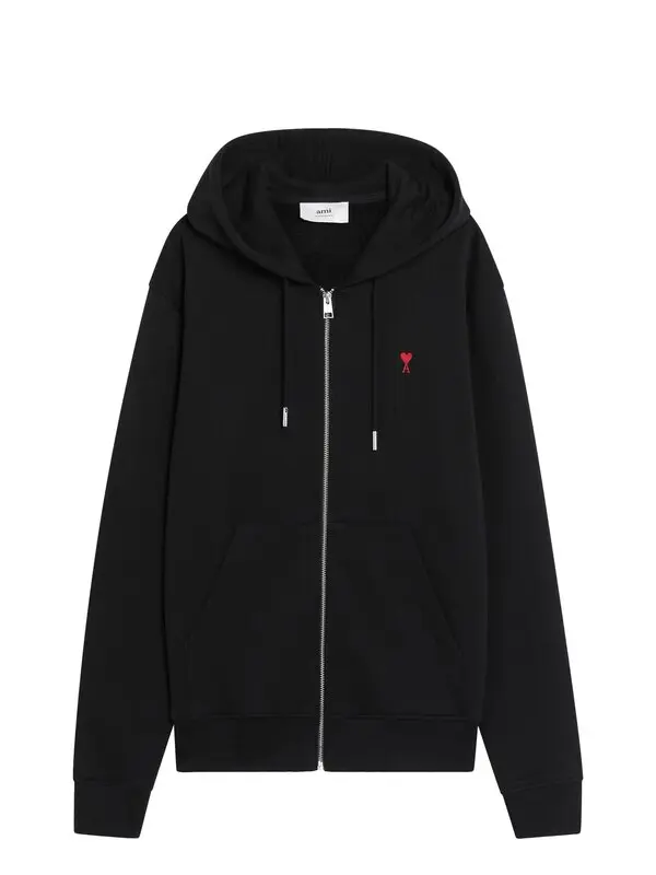 AMI Paris De Coeur Zip-up Sweatshirt - Black