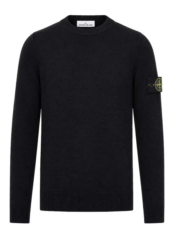 Stone Island Melange Effect Sweater With Compass Logo - Black